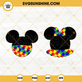 Autism Awareness Mickey Minnie Mouse SVG, Puzzle Piece SVG, Autism Mom ...