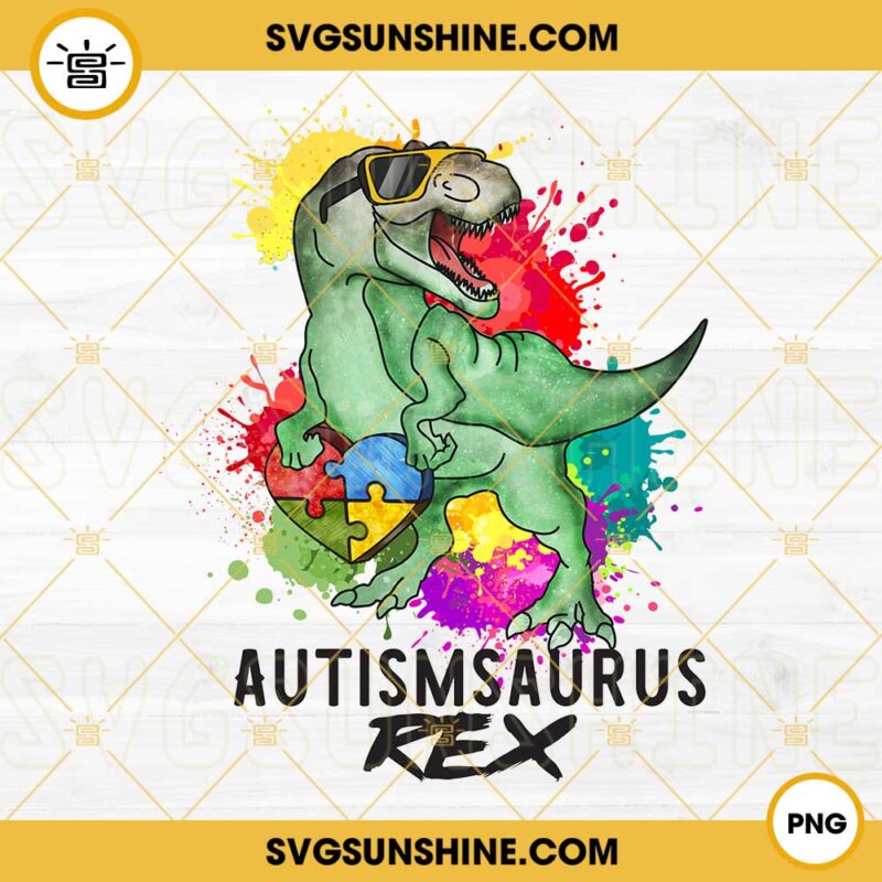 Autismsaurus Rex PNG, Dinosaur Puzzle Heart PNG, Gift For Autism Kids ...