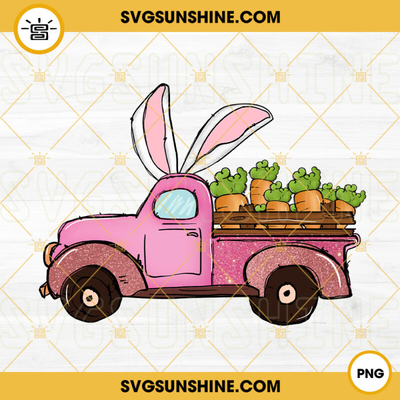 Bunny Truck With Carrot PNG, Cute Easter Truck PNG, Happy Easter PNG ...