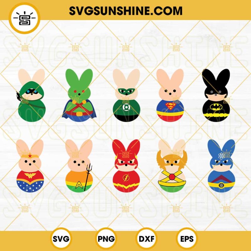 Dc Superheroes Peeps SVG Bundle, Cute Bunny Easter SVG, The DC Universe ...