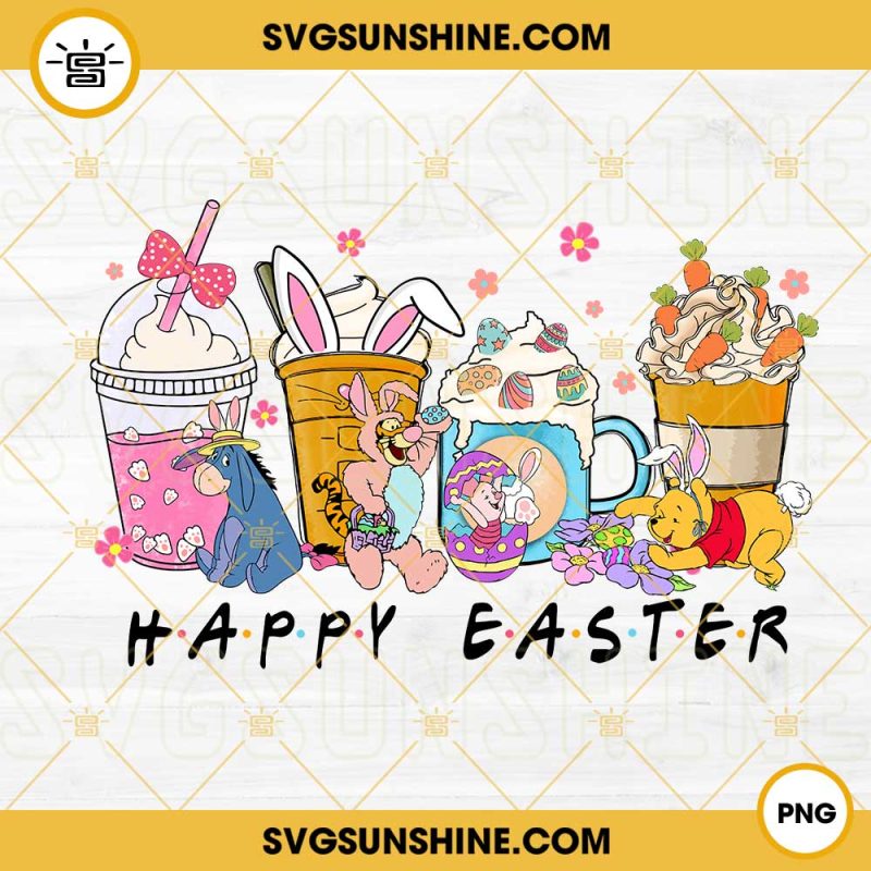 Winnie The Pooh Latte Coffee Happy Easter PNG, Pooh Bear Bunny PNG ...