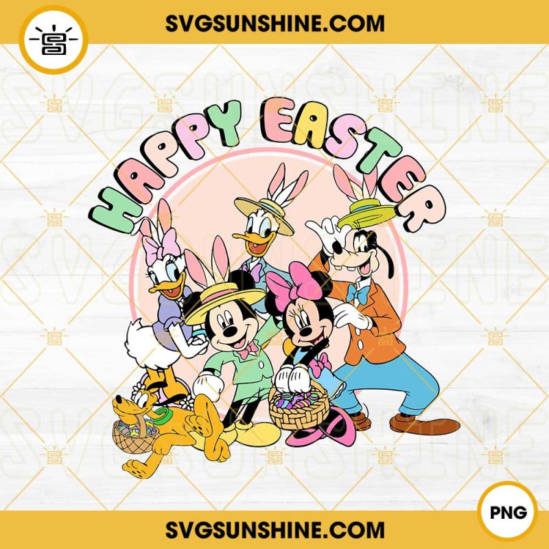 Mickey Friends Happy Easter PNG, Disney Mouse Easter PNG, Disney Bunny ...