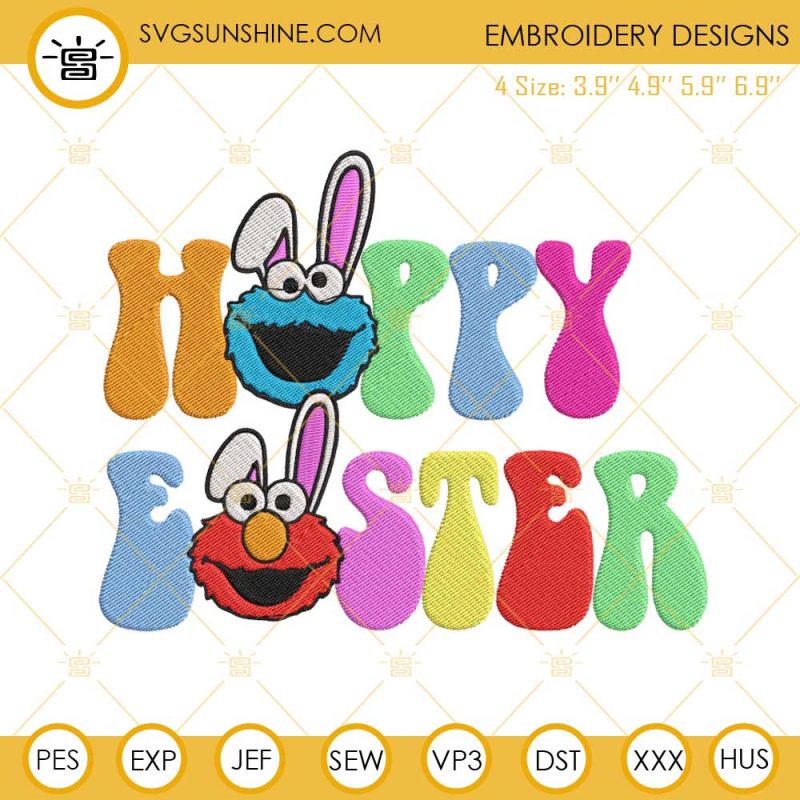 Happy Easter Sesame Street Embroidery Designs, Elmo Bunny Easter ...