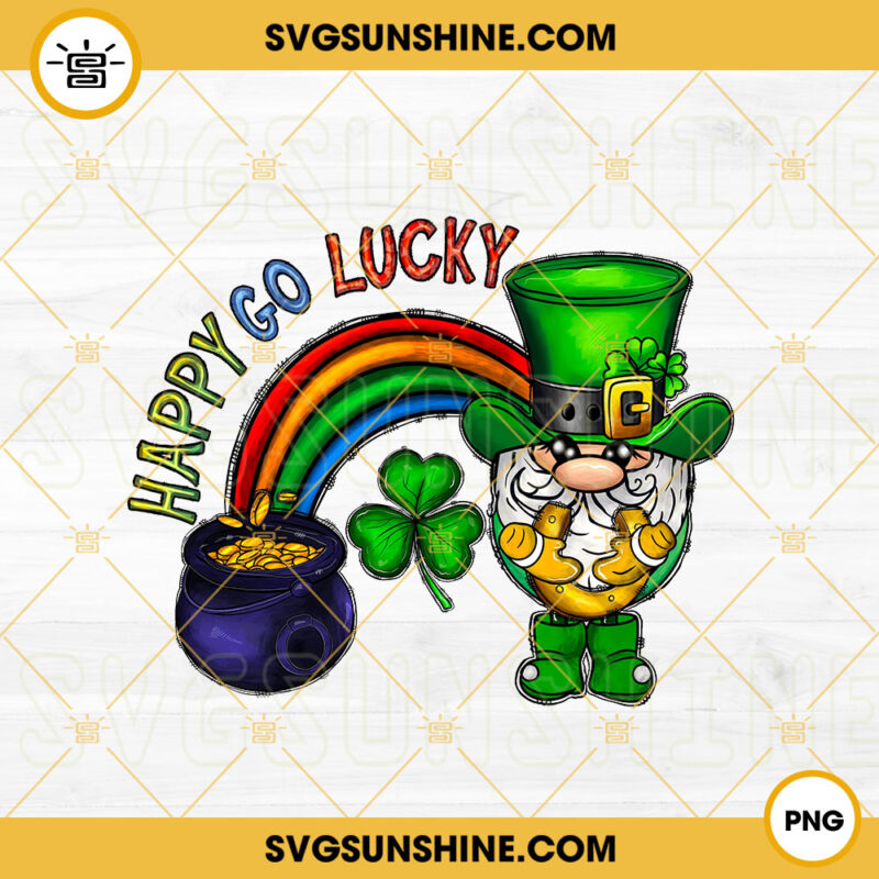 Happy Go Lucky Gnome PNG, Irish Rainbow Clover PNG, Cute Leprechaun PNG ...