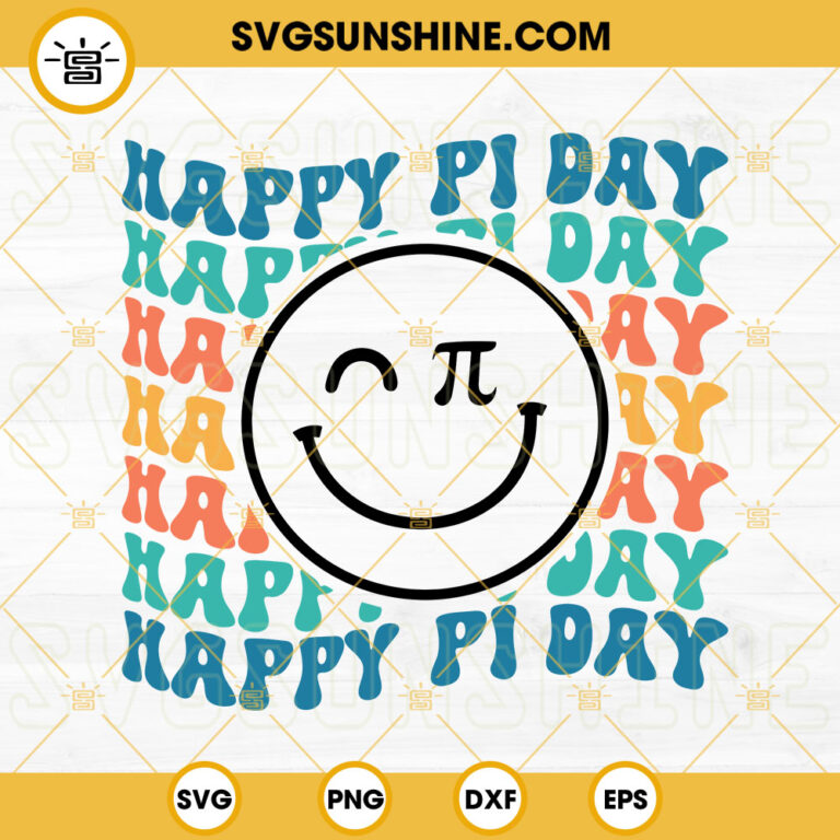Happy Pi Day Smiley Face SVG, Retro Mathematic SVG, Funny Pi Number SVG ...