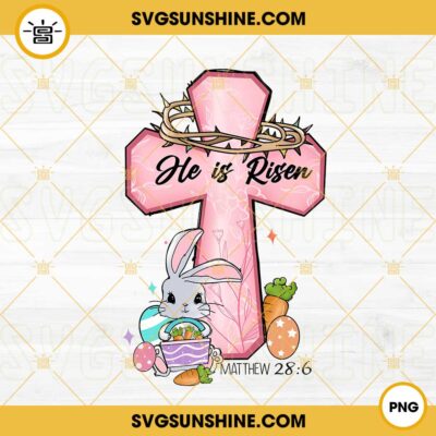 He Is Risen PNG, Bunny With Cross PNG, Easter Jesus PNG