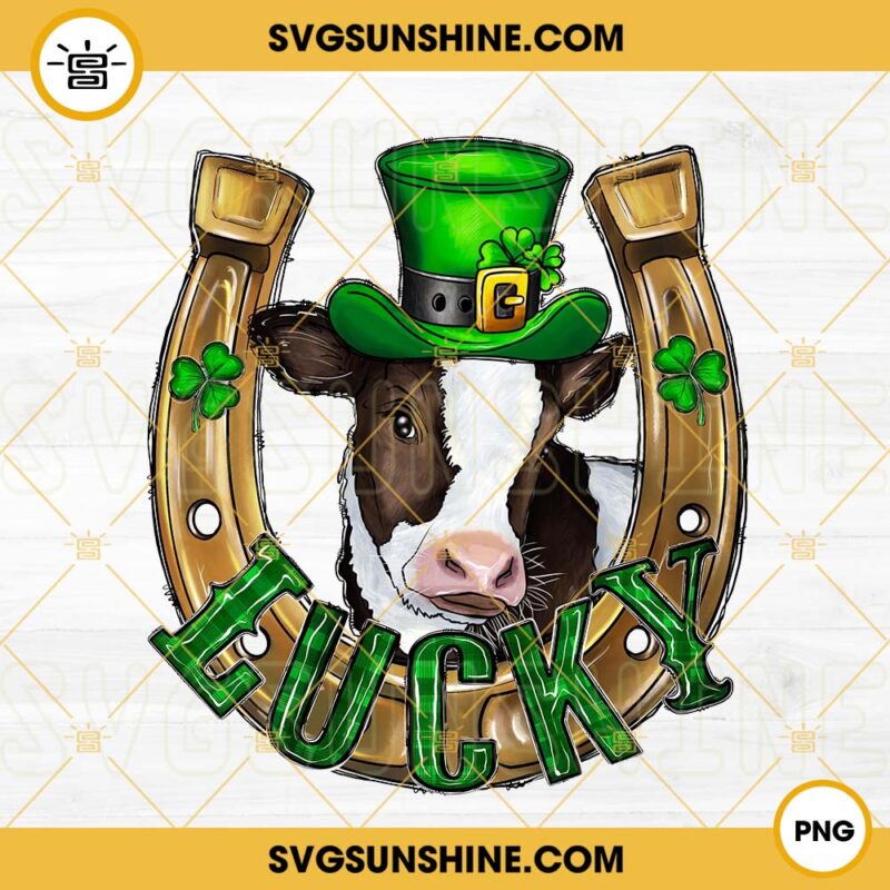 Lucky Cow PNG, Leprechaun Heifer PNG, Horseshoe Shamrock PNG, St ...