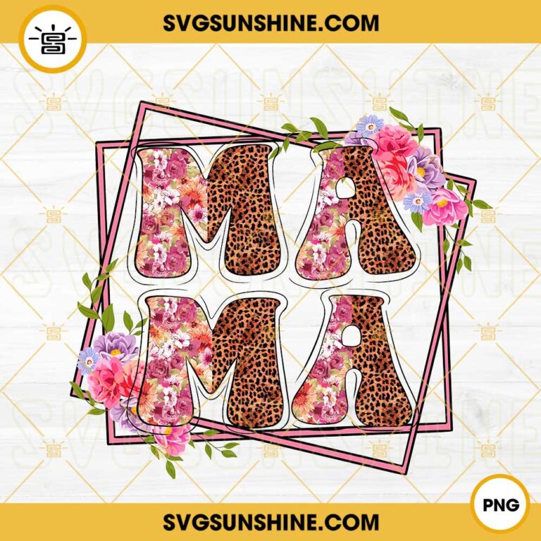 Mama Leopard Frame Floral PNG, Cheetah Mom PNG, Mothers Day PNG Designs