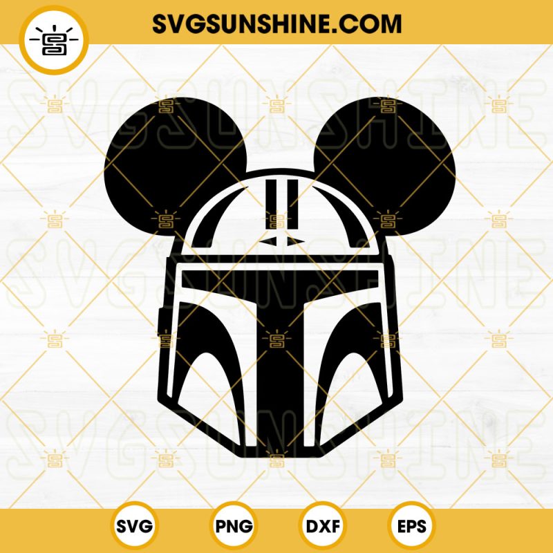 Mandalorian Helmet Mickey Ears SVG, Boba Fett SVG, Disney Star Wars ...