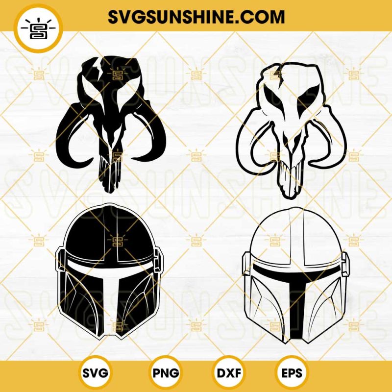 Mandalorian Helmet SVG Bundle, Mythosaur Skull SVG, Boba Fett SVG, Star ...