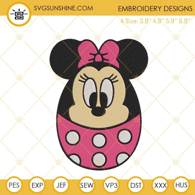 Minnie Easter Egg Embroidery File, Disney Easter Day Embroidery Design ...