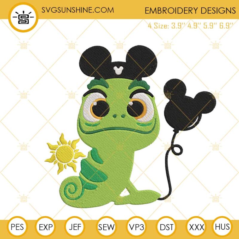 Pascal Tangled With Mouse Balloon Embroidery Design, Disney Cartoon ...
