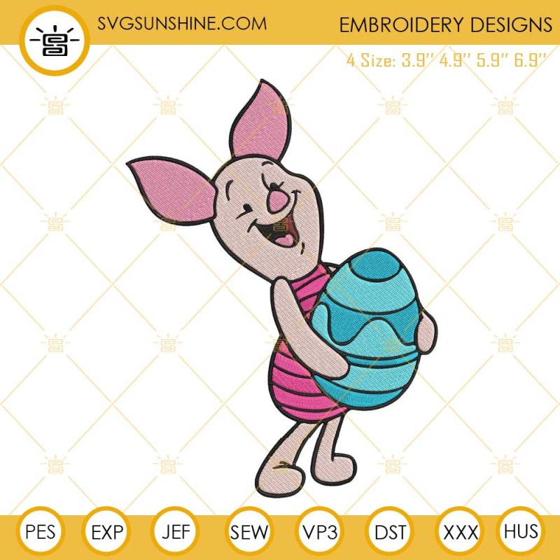 Piglet Holding Easter Egg Embroidery File, Winnie The Pooh Easter ...
