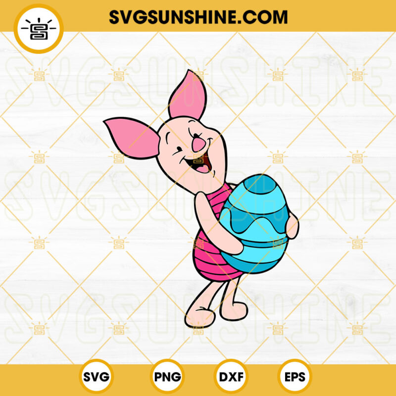 Piglet Holding Easter Egg SVG, Easter Pig Disney Cartoon SVG, Winnie ...
