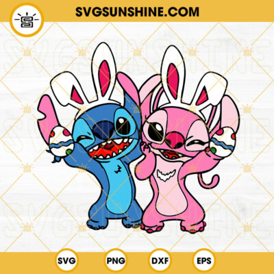 Stitch Angel Easter Bunny SVG, Easter Eggs SVG, Disney Couple Easter ...
