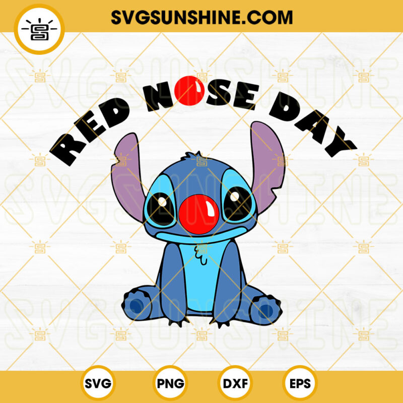 Stitch Red Nose Day SVG, Fund Raising SVG, Funny Red Nose SVG PNG DXF ...