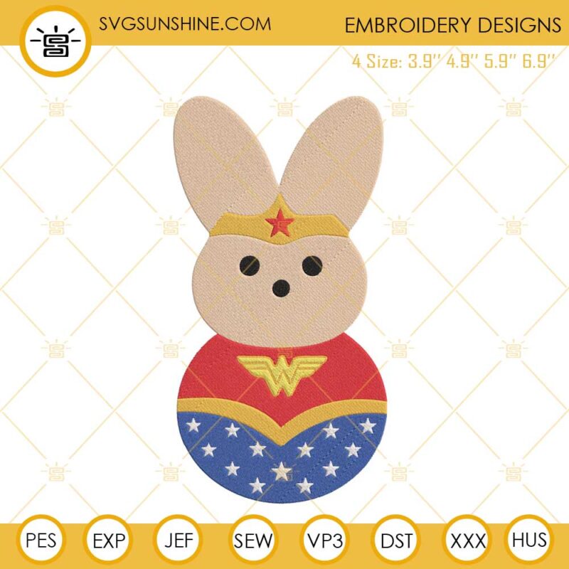 Wonder Woman Easter Peep Embroidery Design, Cute Superhero Easter Day ...