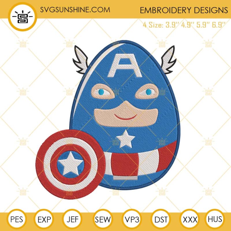 Captain America Easter Egg Embroidery Design, Super Hero Easter Machine ...