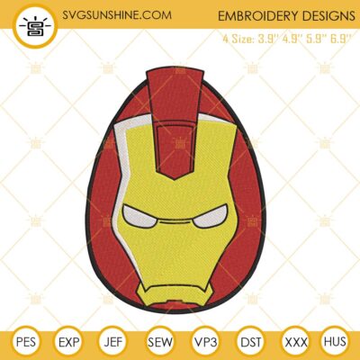Iron Man Easter Egg Embroidery File, Superhero Easter Embroidery Design