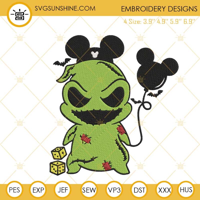 Baby Oogie Boogie Mickey Ears Balloon Embroidery Design, Disney ...