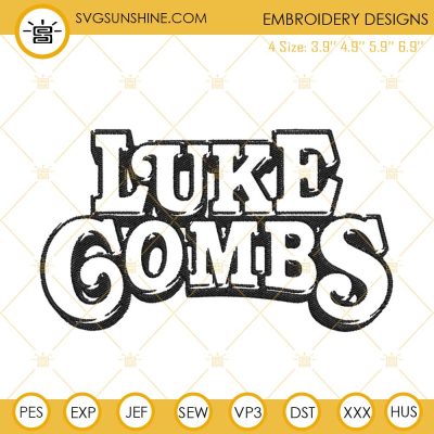 Luke Combs Embroidery Designs, American Country Music Singer Embroidery ...