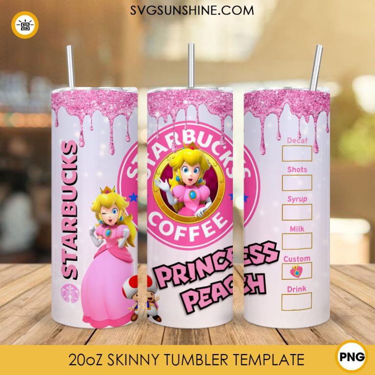 Princess Peach Super Mario Starbucks Coffee 20oz Skinny Tumbler Wrap ...