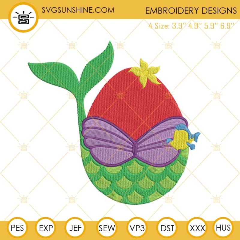 Princess Ariel Easter Egg Embroidery Designs, Little Mermaid Easter ...