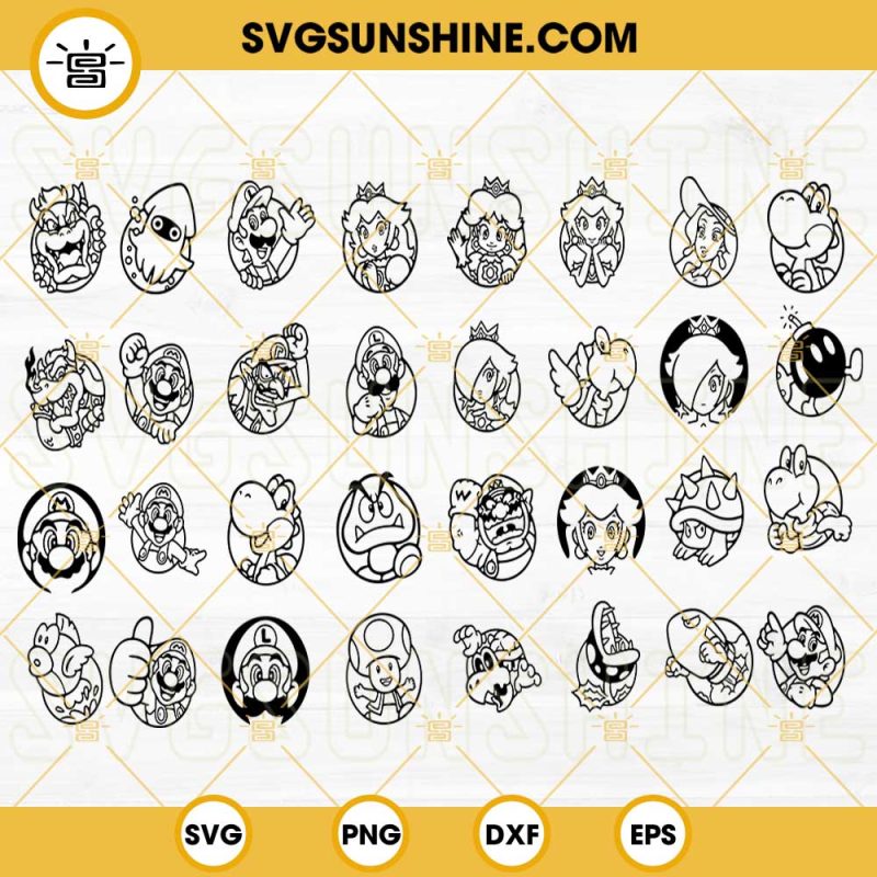 Super Mario SVG Bundle, Mario Bros SVG, Nintendo Game SVG PNG DXF EPS