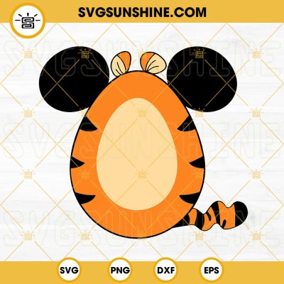 Tigger Mickey Ears Easter Egg SVG, Winnie The Pooh Easter SVG, Cute ...