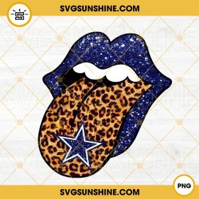 Leopard Tongue Lips Dallas Cowboys PNG, Cowboys Football Fan Girl PNG