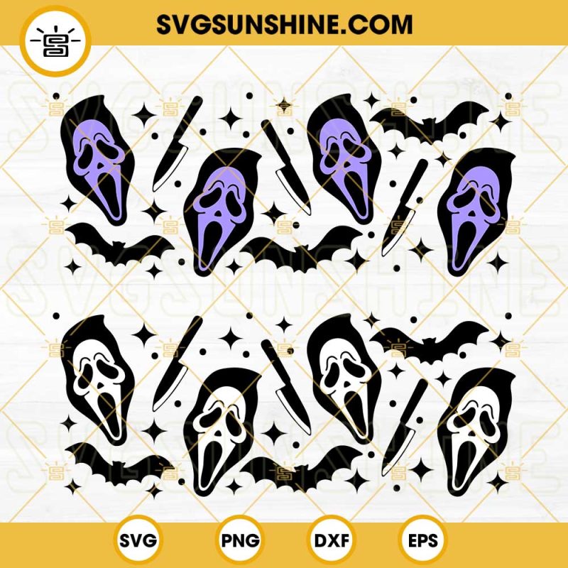 Ghostface Scream 16oz Libbey Can Glass Wrap SVG, Scary Movie SVG ...