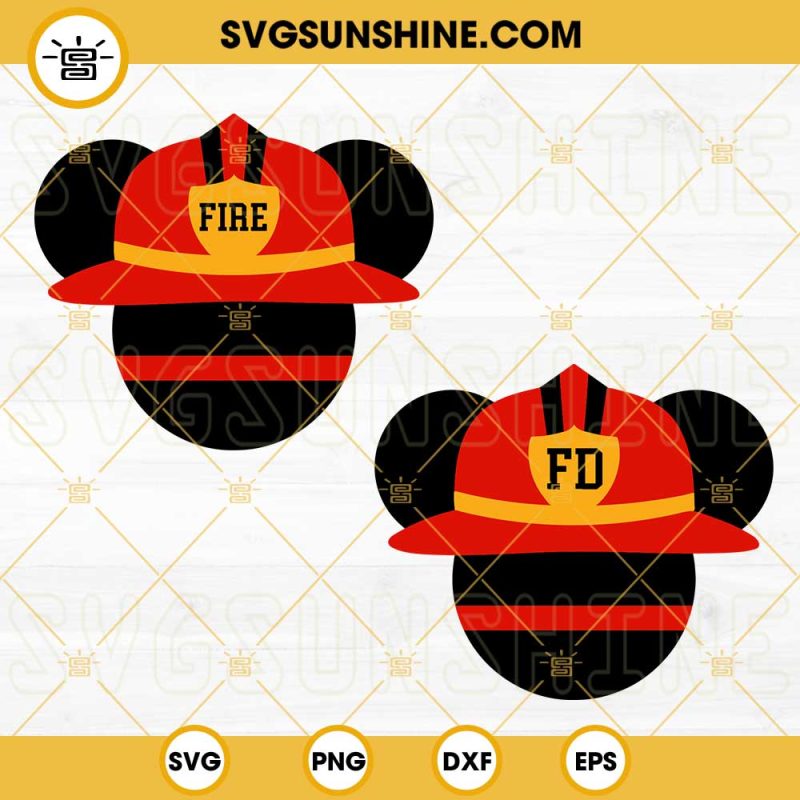 Mickey Head Fire Helmet SVG Bundle, Mickey Firefighter SVG, Fire FD SVG ...