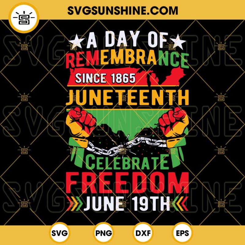 A Day Of Remembrance Since 1865 Juneteenth SVG, Celebrate Freedom June ...