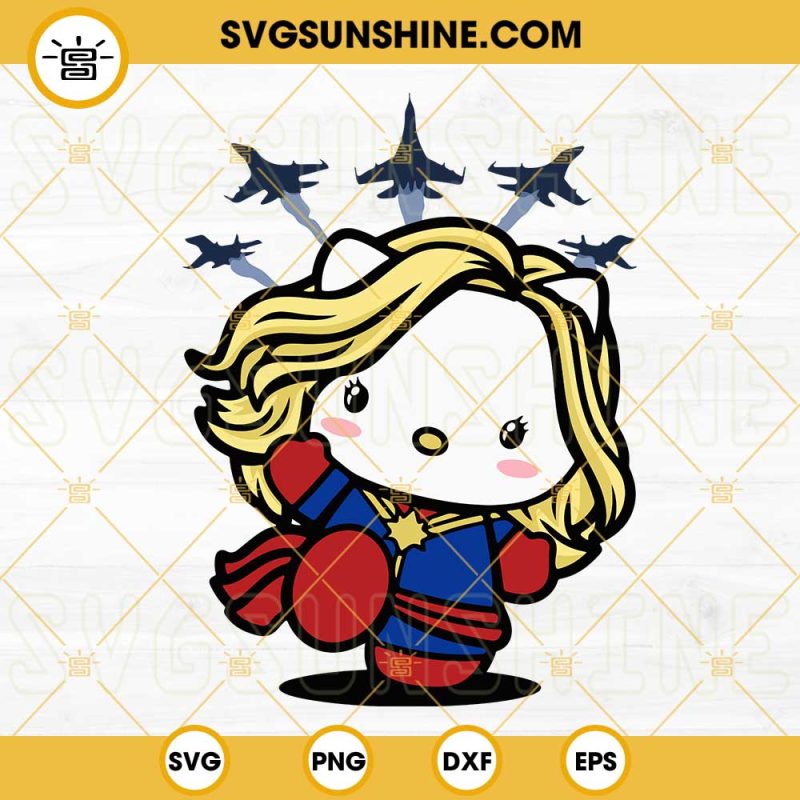 Hello Kitty Captain Marvel SVG, Hello Captain SVG, Marvel Super Hero ...