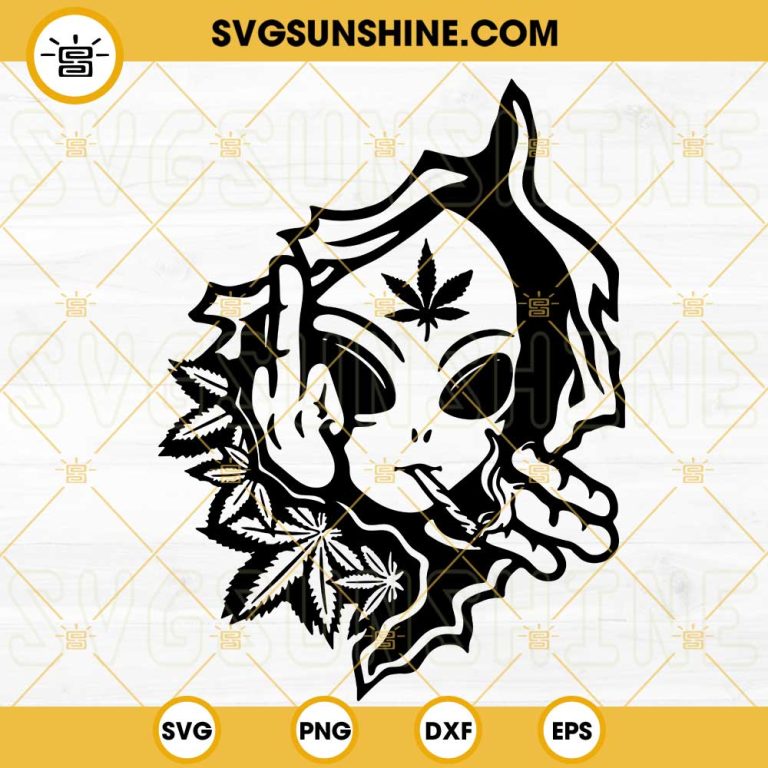 Alien Middle Finger Smoking Weed SVG, Smoking Cannabis SVG, Marijuana ...