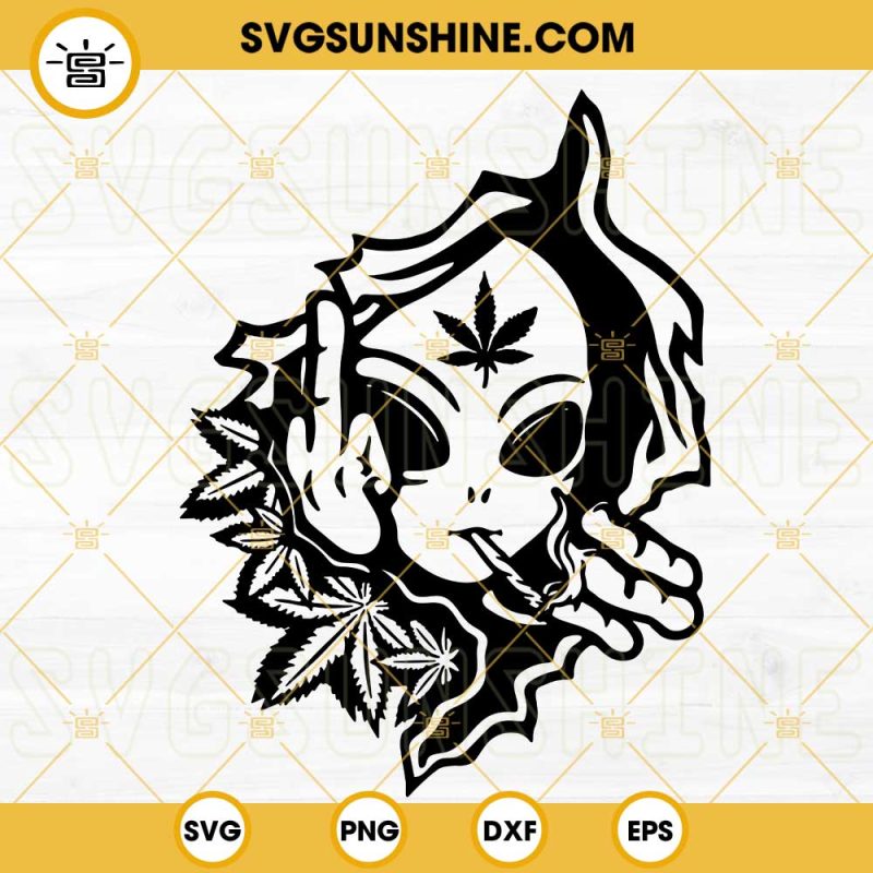 Alien Middle Finger Smoking Weed SVG, Smoking Cannabis SVG, Marijuana ...