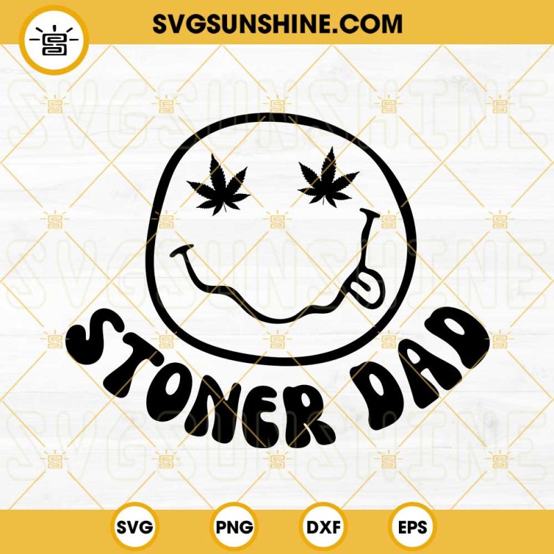 Stoner Dad Smiley SVG, Melting Face Marijuana SVG, Weed Leaf Eyes SVG ...
