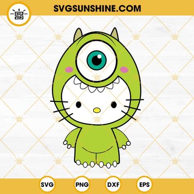 Hello Kitty Mike Wazowski SVG, Monsters Inc SVG PNG DXF EPS Cricut