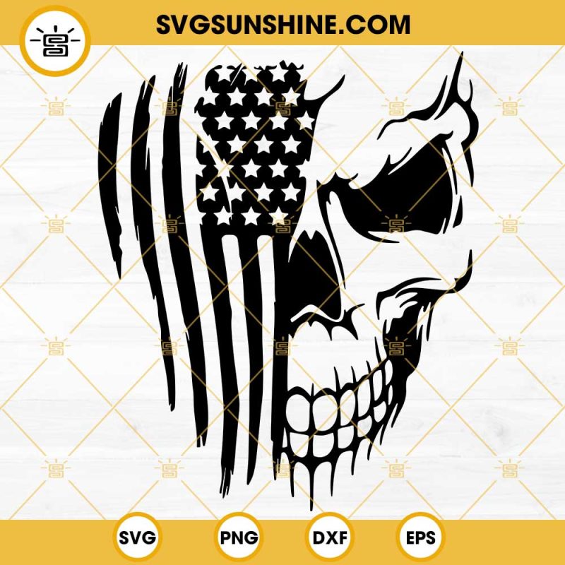 American Flag Skull SVG, USA Flag SVG, Patriotic Skull SVG PNG DXF EPS ...