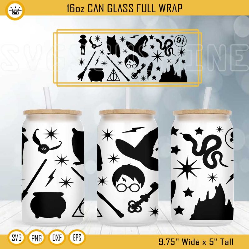 Harry Potter 16oz Libbey Can Glass Wrap SVG, Hogwarts School SVG ...