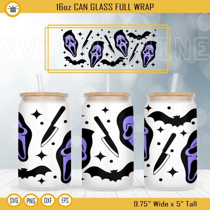 Ghostface Scream 16oz Libbey Can Glass Wrap SVG, Scary Movie SVG ...