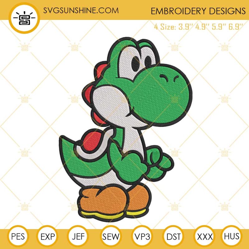 Mario Riding Yoshi Embroidery Design, Super Mario Bros Embroidery File
