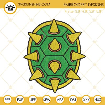 Bowser Shell Embroidery Files, King Bowser Koopa Mario Embroidery Designs