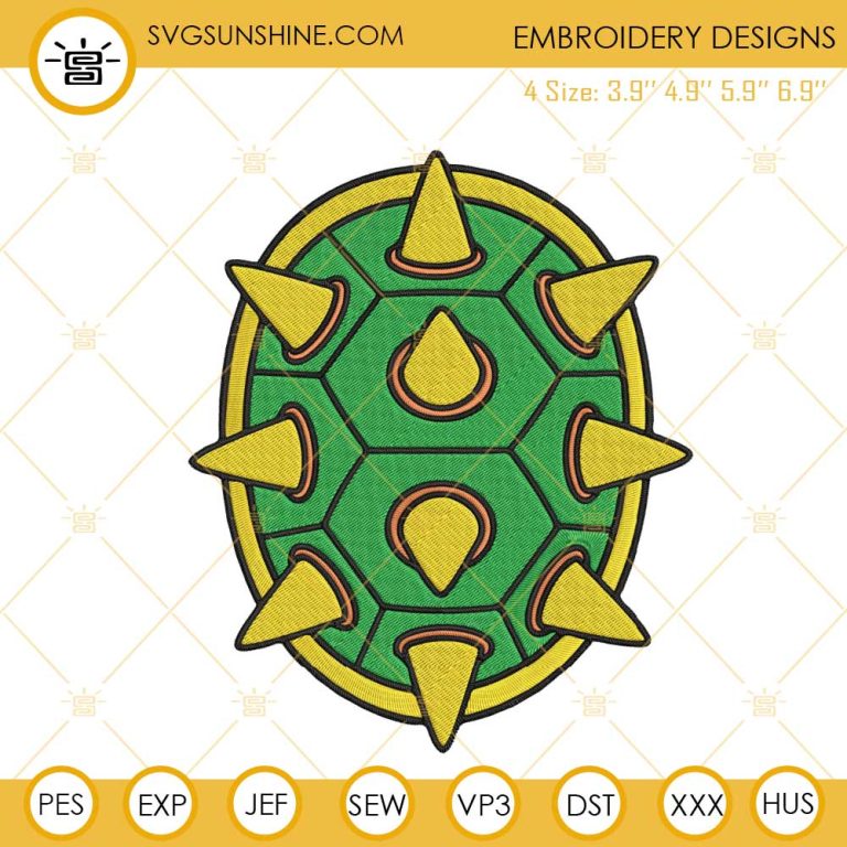 Bowser Shell Embroidery Files, King Bowser Koopa Mario Embroidery Designs