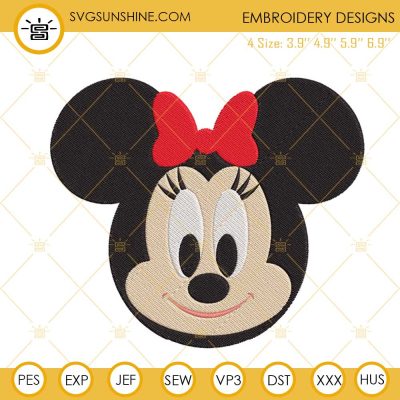 Baby Minnie Face Embroidery Designs, Disney Mouse Girl Cartoon ...