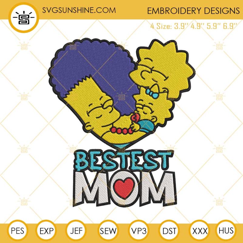 Simpson Bestest Mom Embroidery Designs Marge Simpson Mothers Day