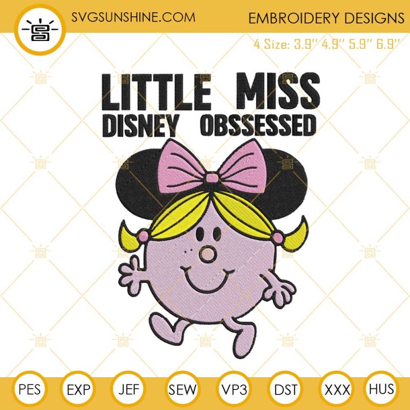 Little Miss Disney Obsessed Embroidery Design, Little Miss Minnie Ears ...