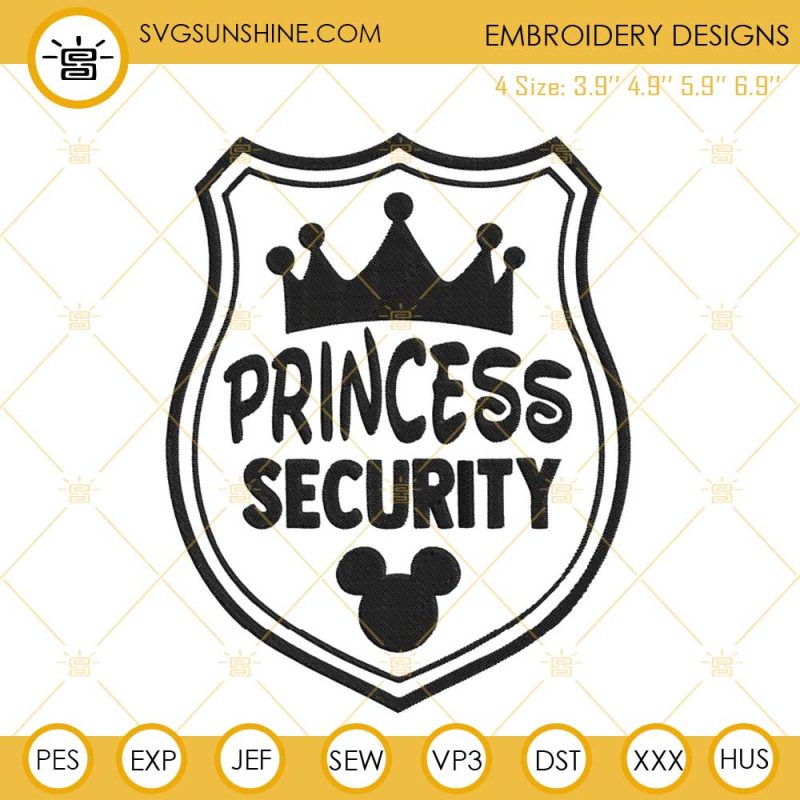 Princess Security Disney Embroidery Files, Family Vacation Embroidery ...