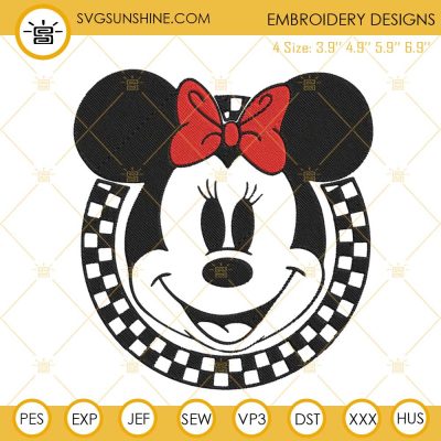 Checkered Minnie Mouse Machine Embroidery Designs, Disney Retro ...
