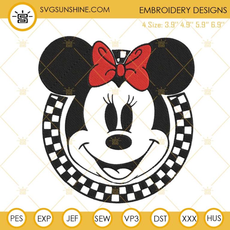 Checkered Minnie Mouse Machine Embroidery Designs, Disney Retro ...